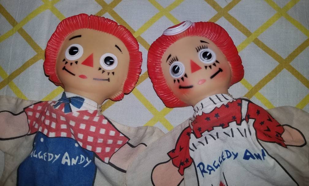 Hard to Find Vintage 1965 Gund Raggedy Ann & Andy Dolls Soft Plastic ...