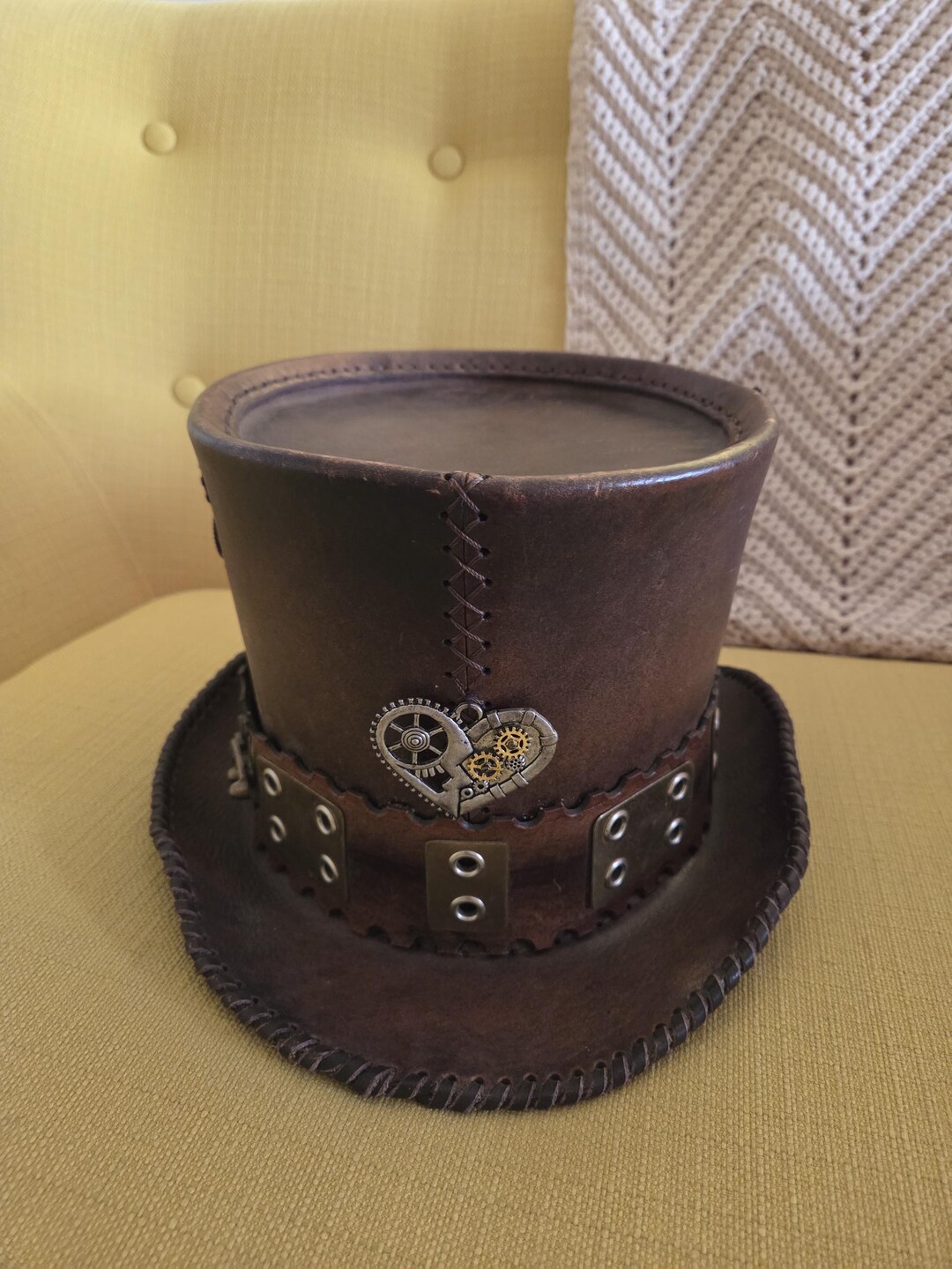 FABULOUS ! Leather Finn Hansen Morro Bay CA Steampunk Brown Top Hat ...