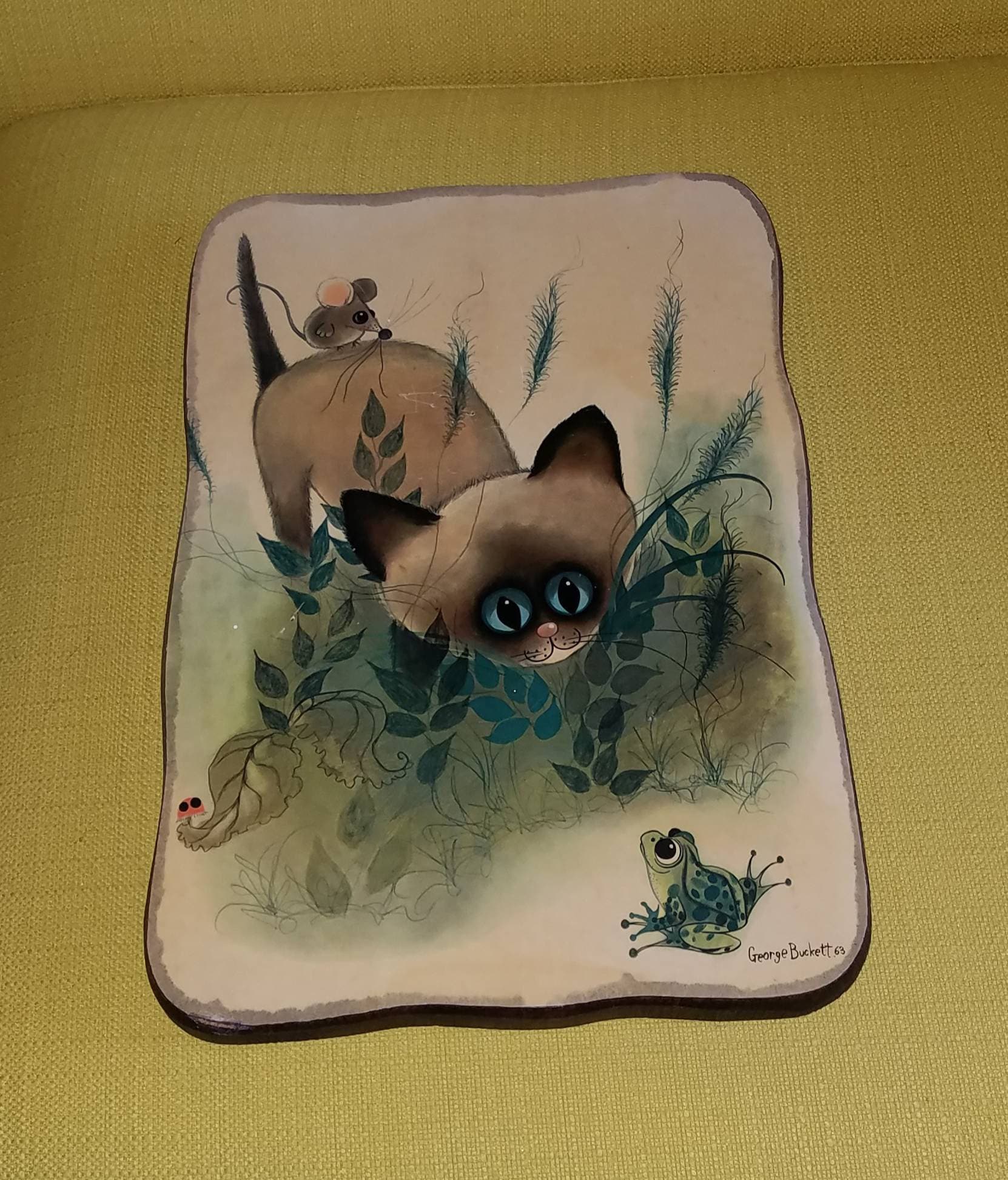 Sweet Vintage 1963 George Buckett Signed Siamese Kitten Cat W - Etsy