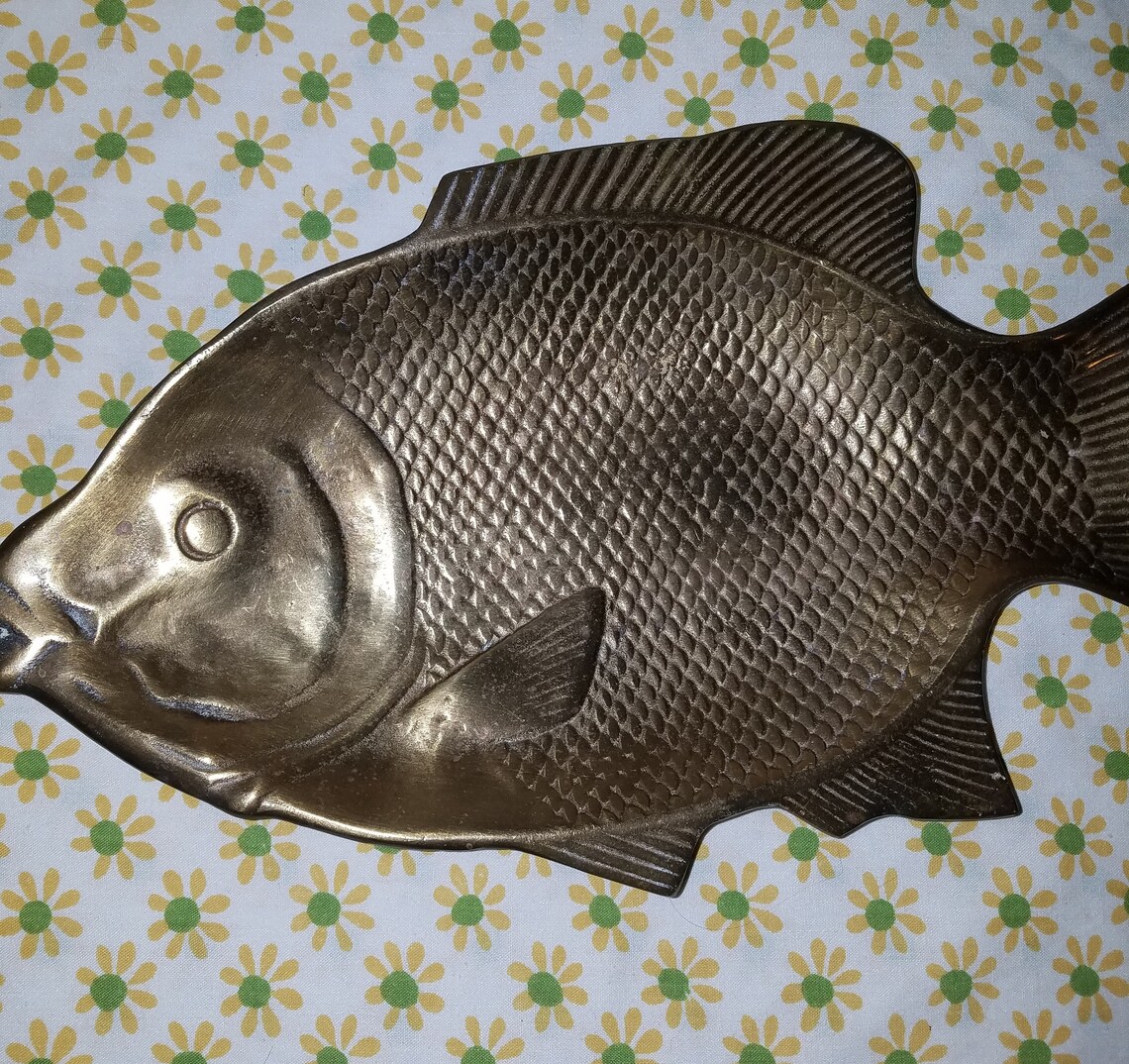 Large Heavy Vintage Brass Fish Tray Dish Ocean Beach Decor - Etsy