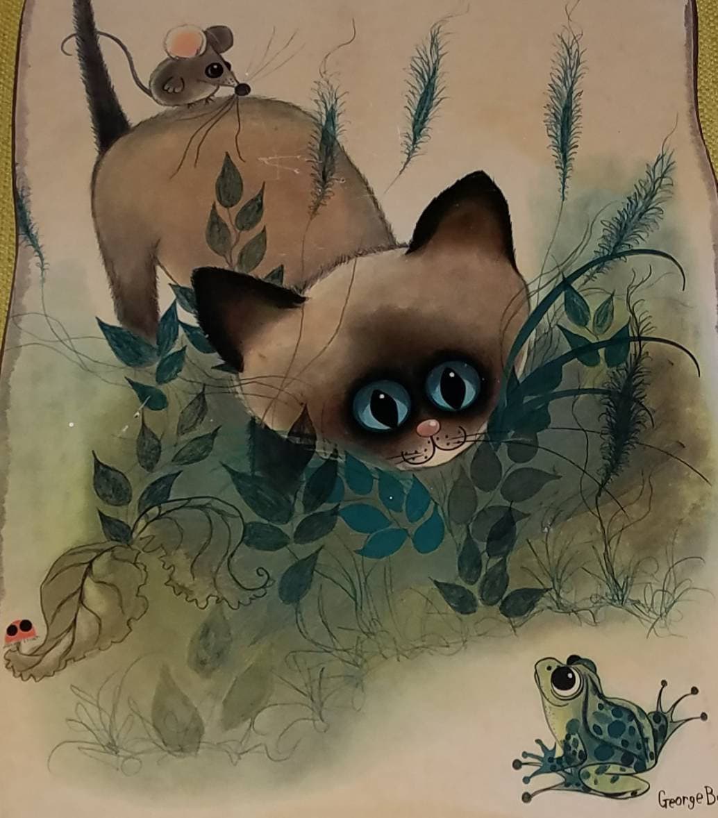 Sweet Vintage 1963 George Buckett Signed Siamese Kitten Cat W - Etsy