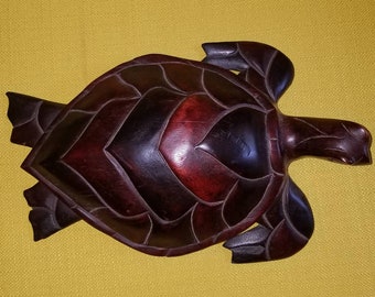 Large Hand Carved Wood Turtle - Etsy