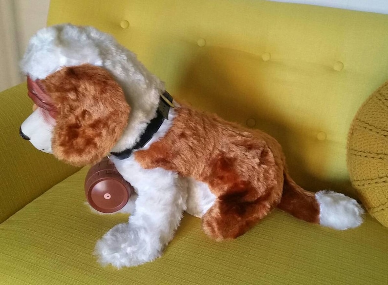 AMAZING Vintage Large Stuffed Plush Sitting Saint Bernard Dog Doll ...