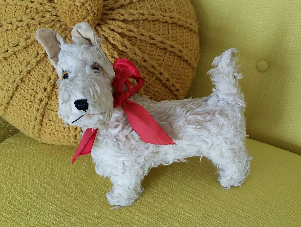 FABULOUS Vintage Steiff? White Scottish Terrier Stuffed Scotty Dog Doll ...