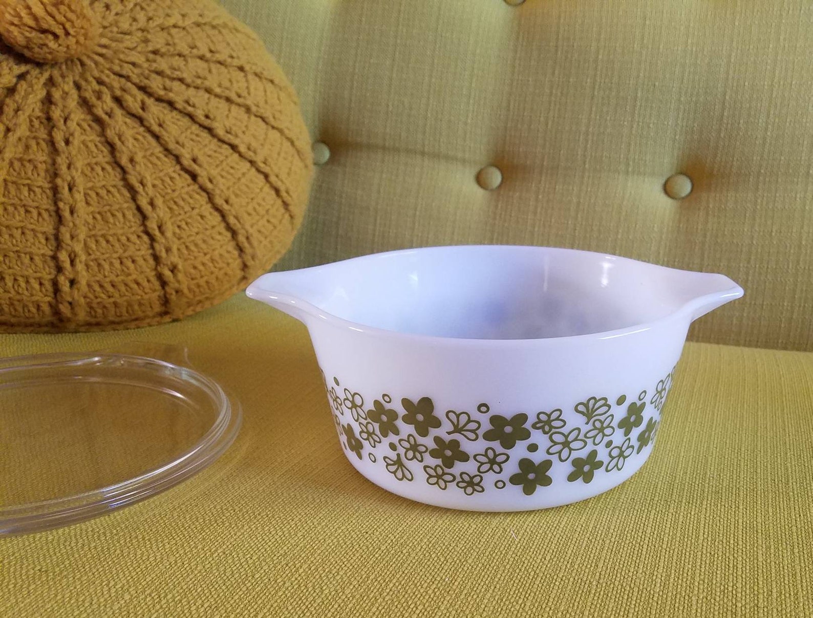 Unused Medium 1.5 Quart Vintage 1972 Pyrex Corning Spring Blossom Crazy ...
