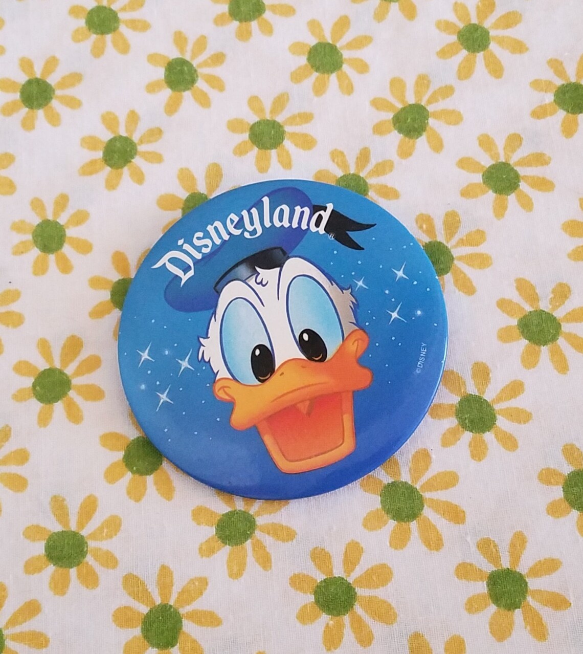 Vintage Large 3" Disneyland Donald Duck Round Pin Back Mickey Mouse ...
