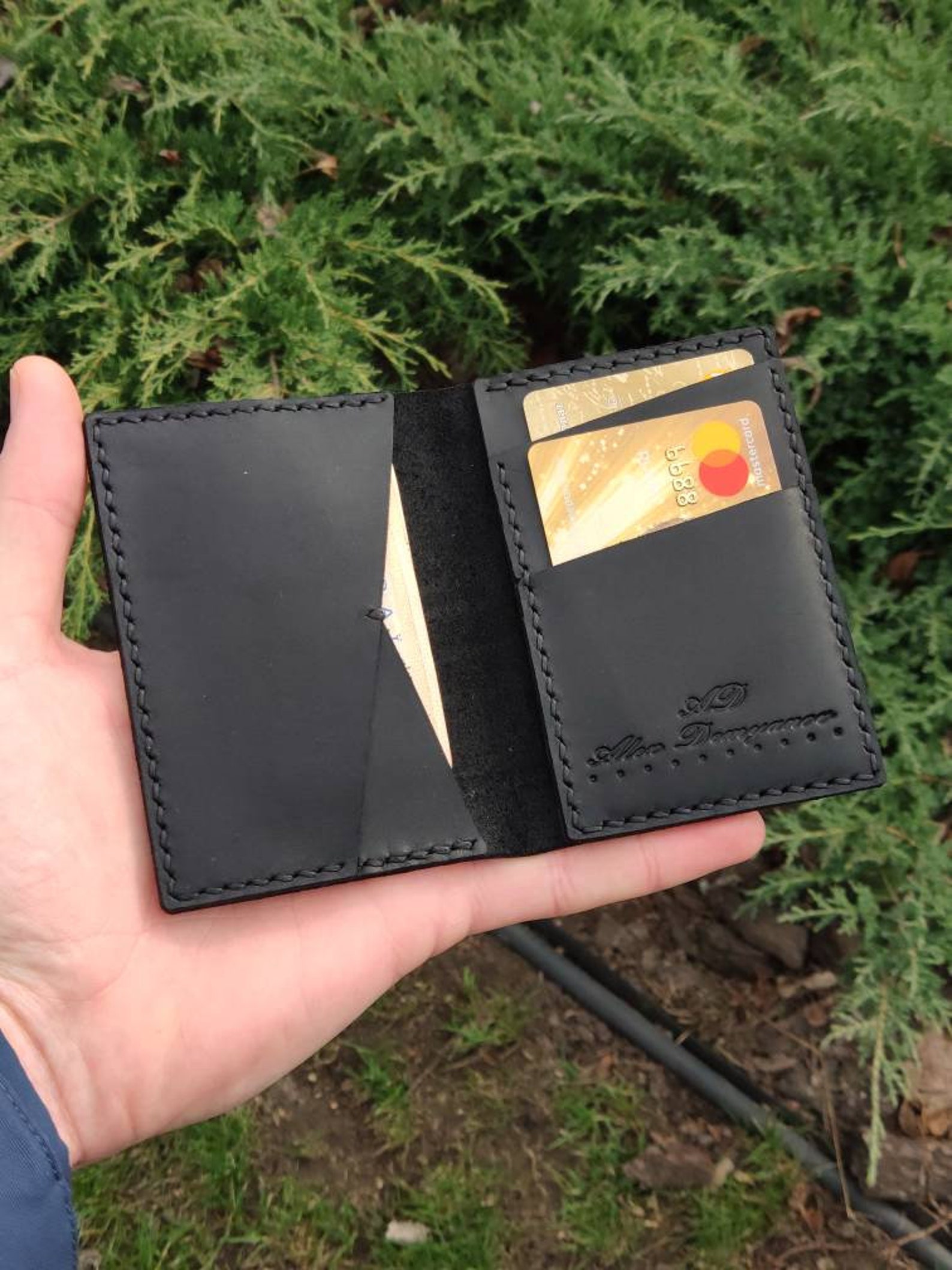 Mens Leather Card Wallet ,leather Bifold Wallet, Leather Vertical ...
