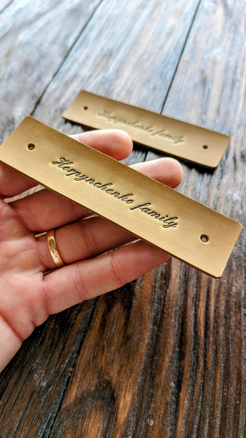 Personalized Leather Labels, Leather Tags , Custom Labels, Knitting ...