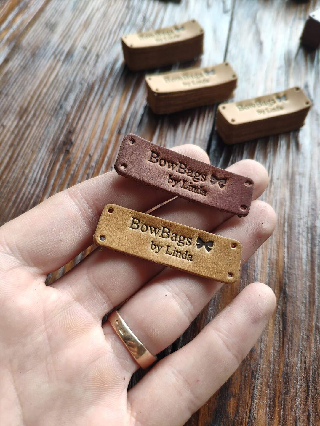 Personalized Leather Labels, Leather Tags , Custom Labels, Knitting ...