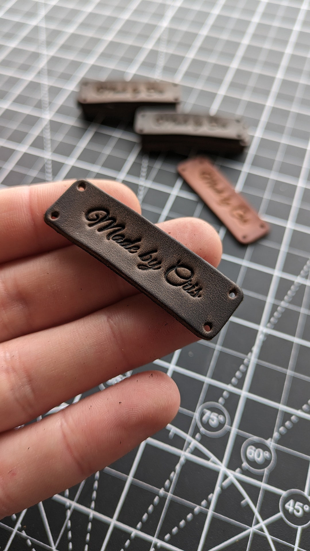 Personalized Leather Labels, Leather Tags , Custom Labels, Knitting ...