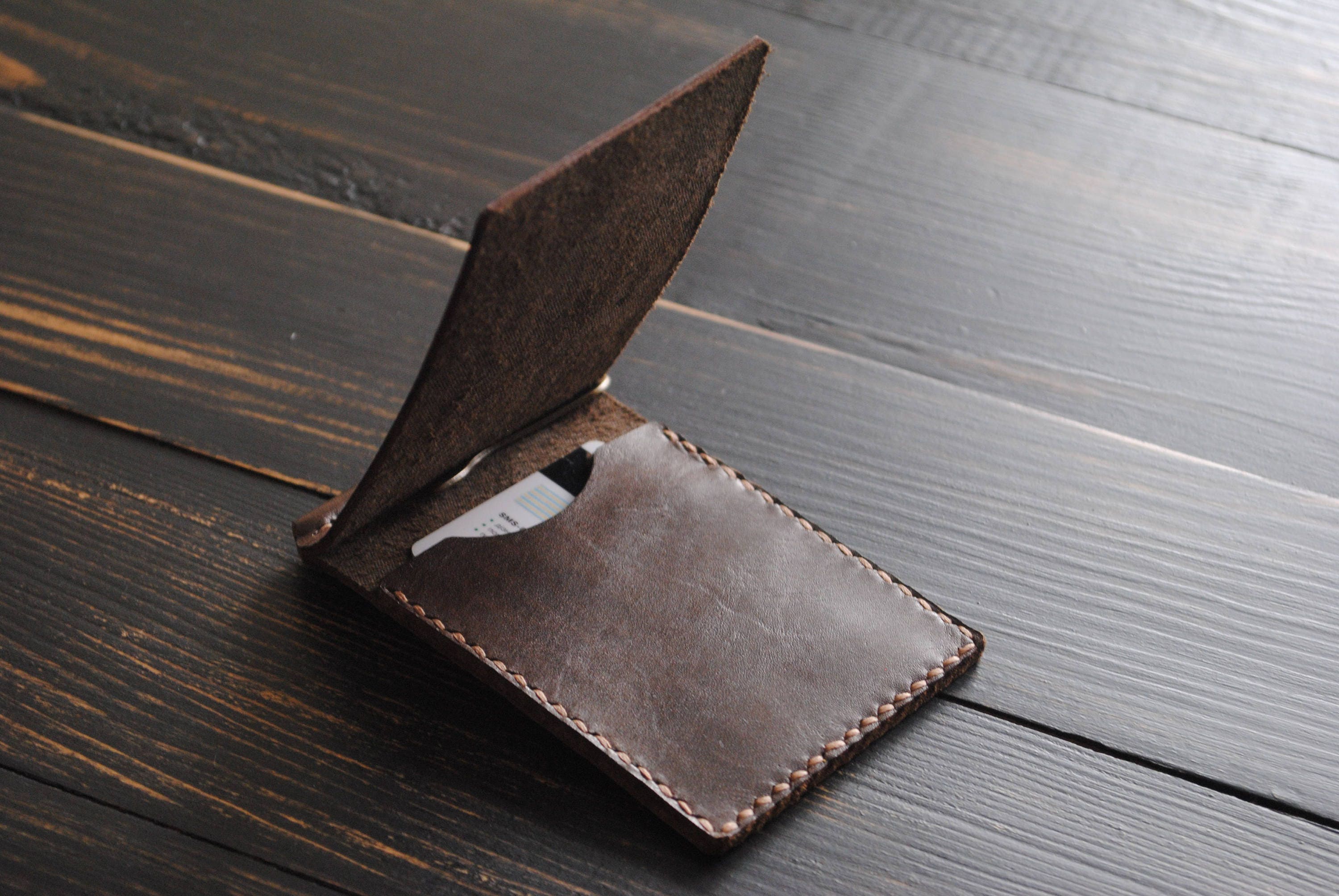 Leather Card Holderfrom Natural Leathermoney Clip Wallet | Etsy