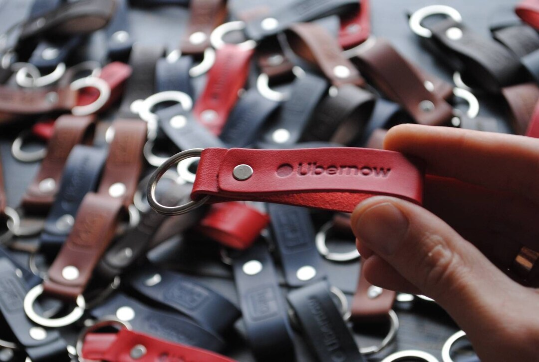 PERSONALIZED LEATHER Keyring. leather Keychain to Order. embossed Logo ...