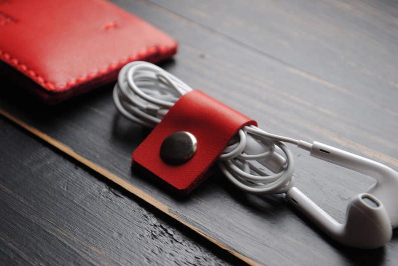 Leather Cable Organizer, Earphone Wire Organizer, Earpiece Holder ...