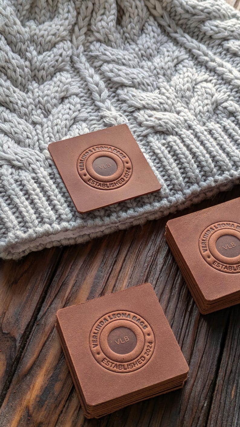 Personalized Leather Labels, Leather Tags , Custom Labels, Knitting ...