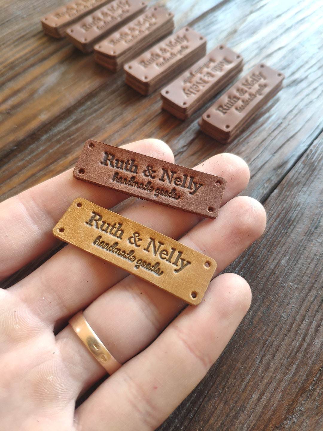 Personalized Leather Labels, Leather Tags , Custom Labels, Knitting ...