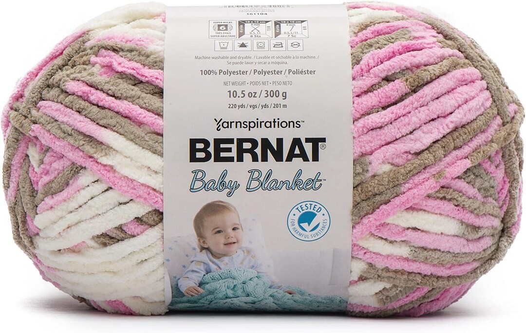 Baby Blanket Big Ball Yarn - Little Roses - 220 Yards - Bernat ...