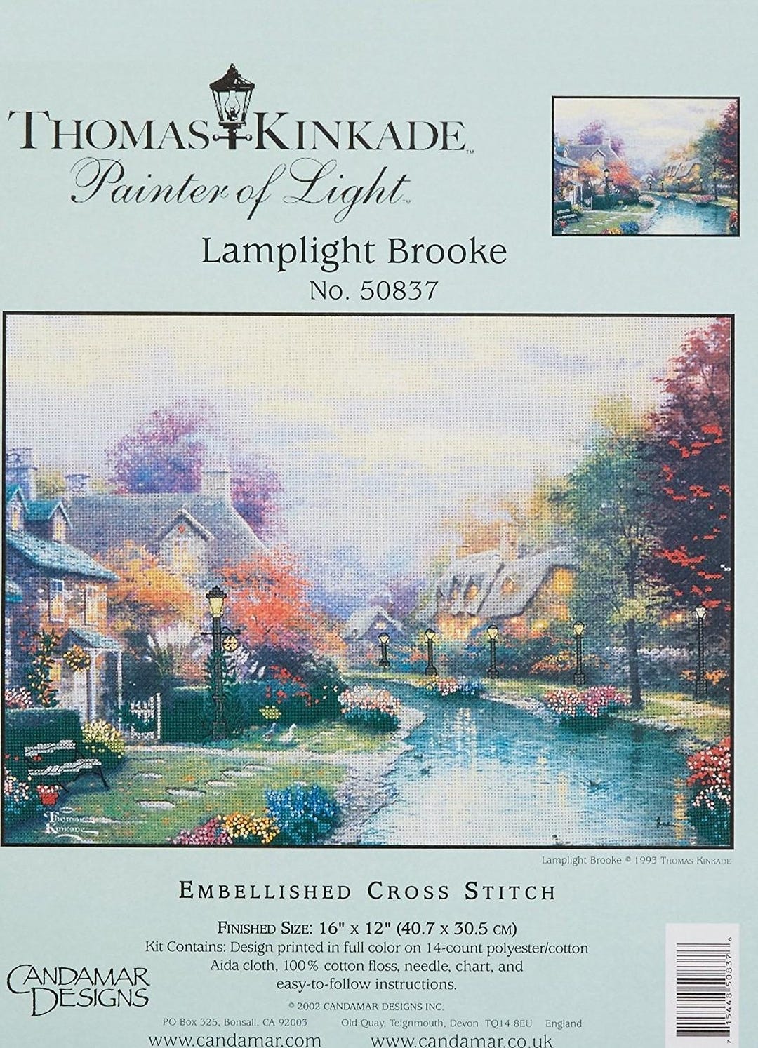 Lamplight Brooke, 16x12" Embellished Cross Stitch Kit -thomas Kinkade ...