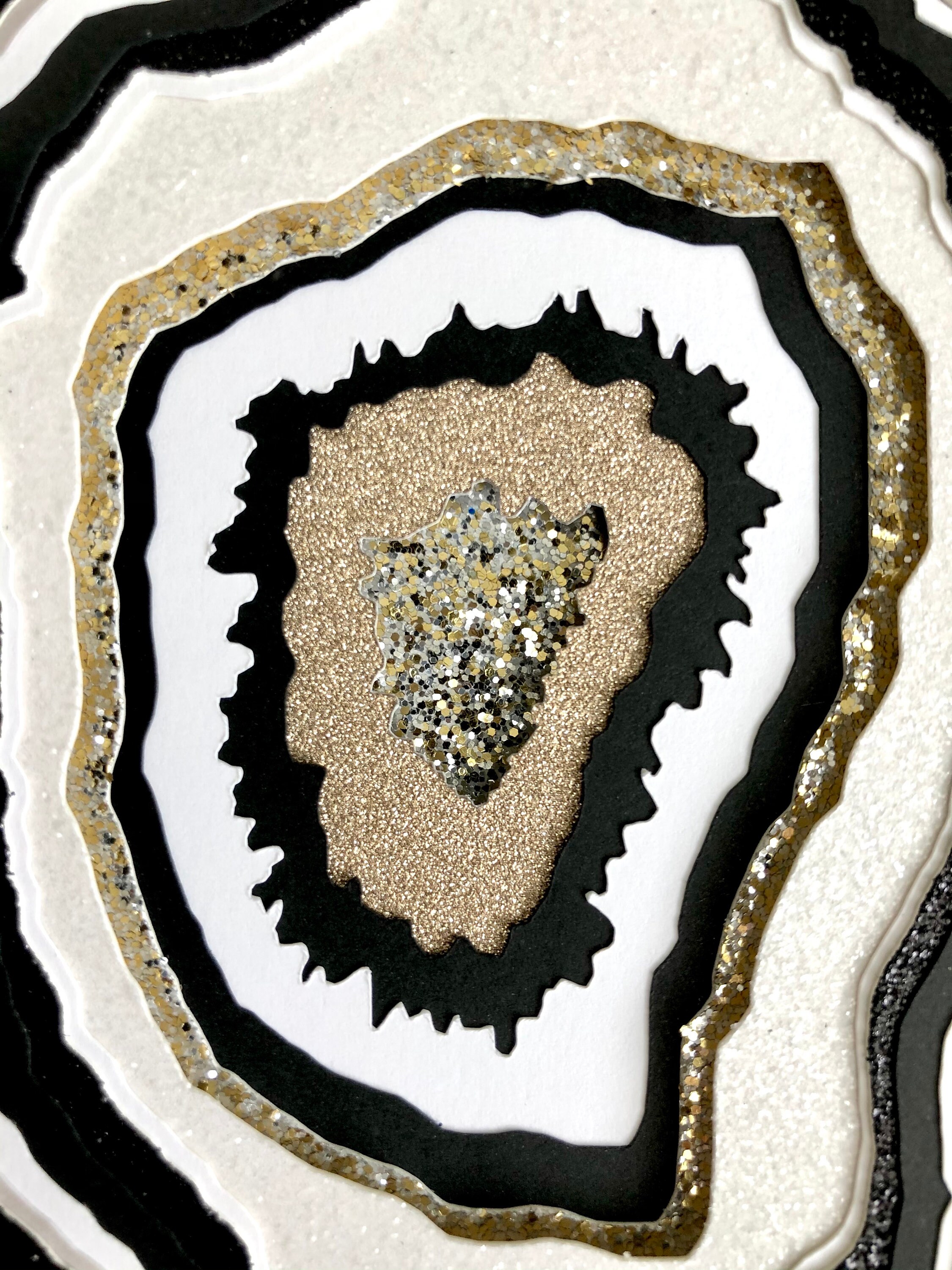 Black and White Geode Framed Paper Cut Art Layered Paper Art - Etsy