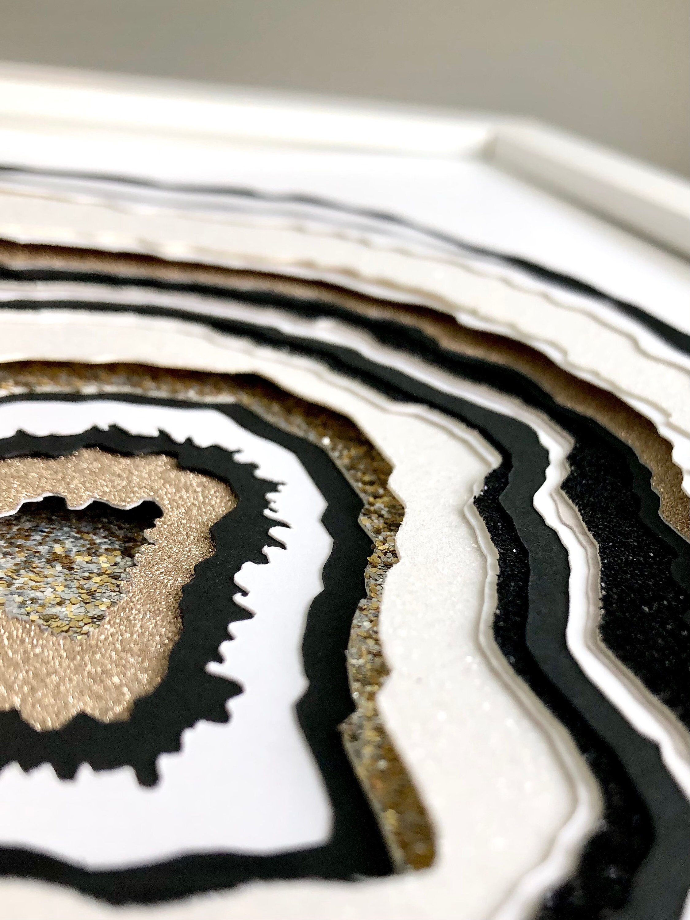 Black and White Geode Framed Paper Cut Art Layered Paper Art - Etsy