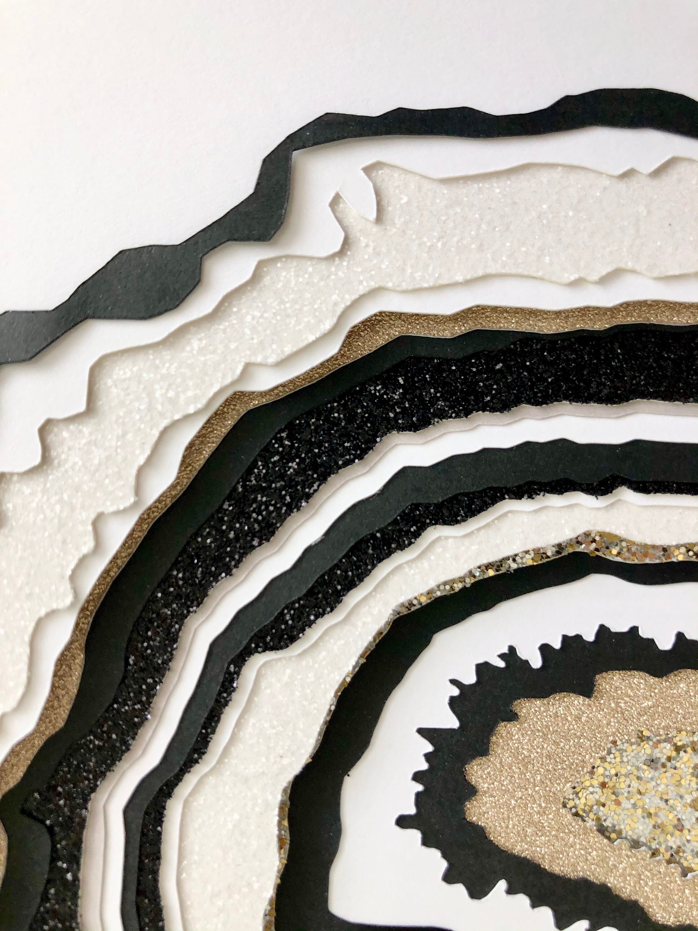 Black and White Geode Framed Paper Cut Art Layered Paper Art - Etsy