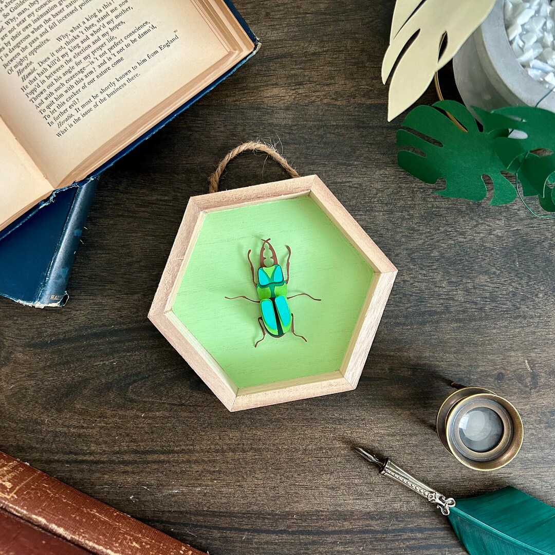 Papercut Green Beetle | Entomology Art | Paper Sculpture | Framed Wall ...