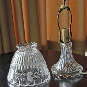 Princess House Crystal Lamp Etched Cut Glass Pedestal and Shade in Cord ...
