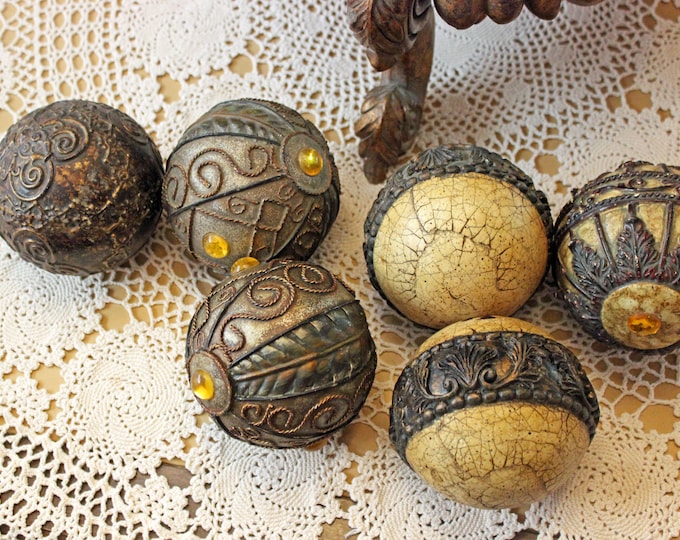 Custom for Angie Set of 6 Designer Orbs Rich Colors Ceramic Orbs Balls ...