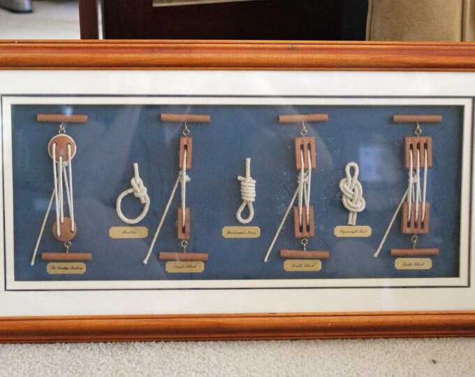 Nautical Knots Display Wood Frame Glass Deadeye Lashing,bowtie,single ...