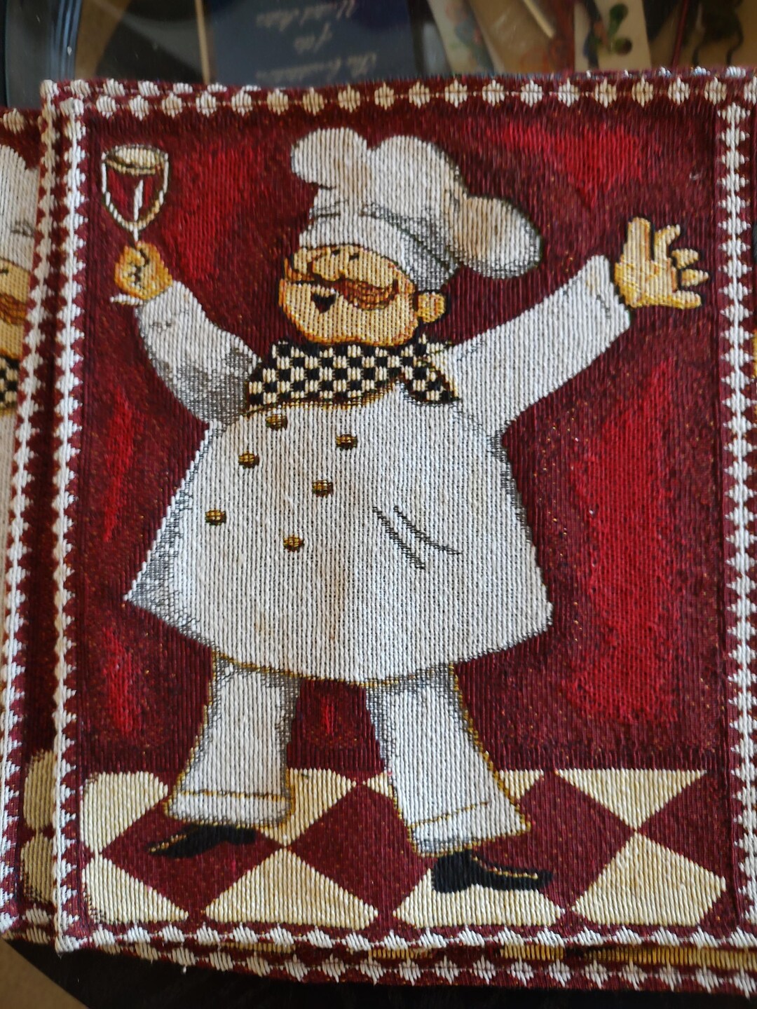 Chef Themed Placemats "buono Appetito" Woven Fabric Placemats Set of 4 ...