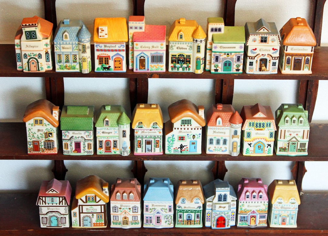 Lenox Spice Jar Houses Set of 24 Canterbury Crossing Spice Jars Fine ...