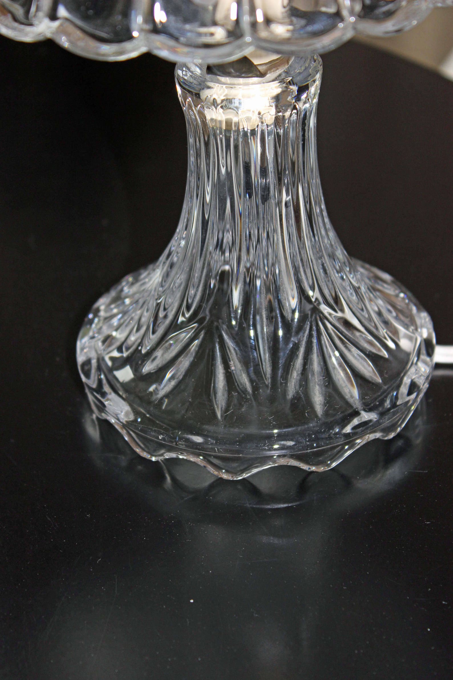 Princess House Crystal Lamp Etched Cut Glass Pedestal and Shade in Cord ...