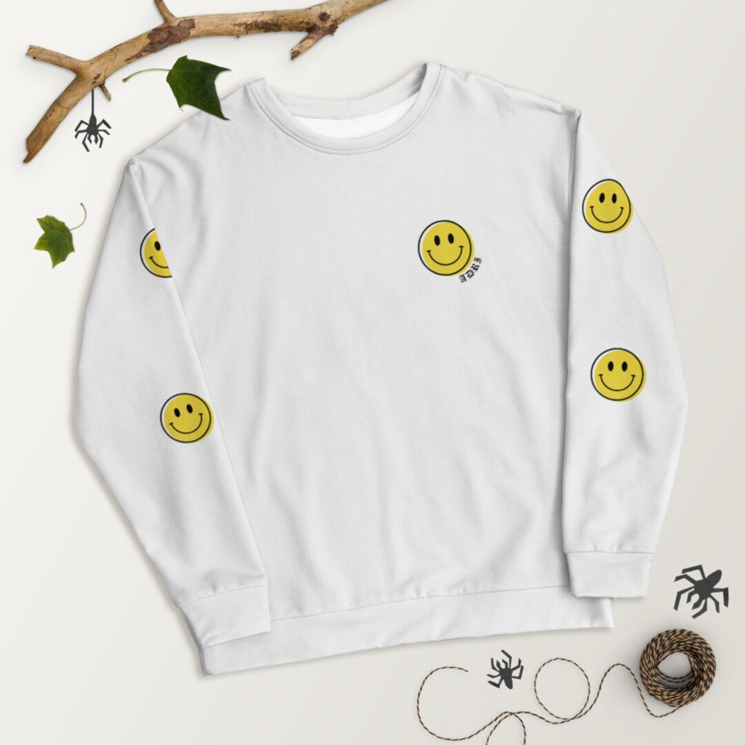 Happy Face Sweater, Smiling Face Unisex Sweatshirt, Custom Design ...