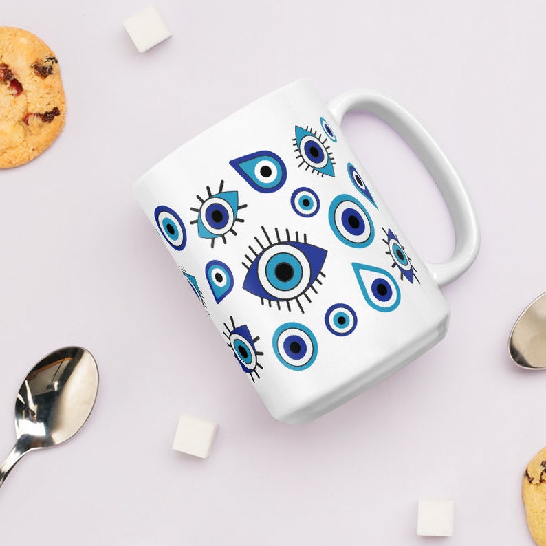 Evil Eye Coffee Mug Evil Eye Geometric Bohemian Art Mug - Etsy