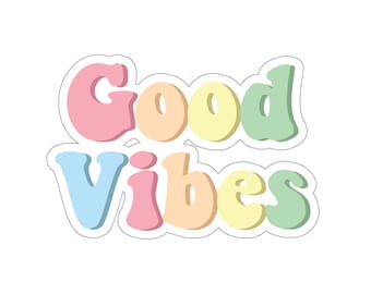Good Vibes Stickers With White Edge Blue Color Sticker Good | Etsy