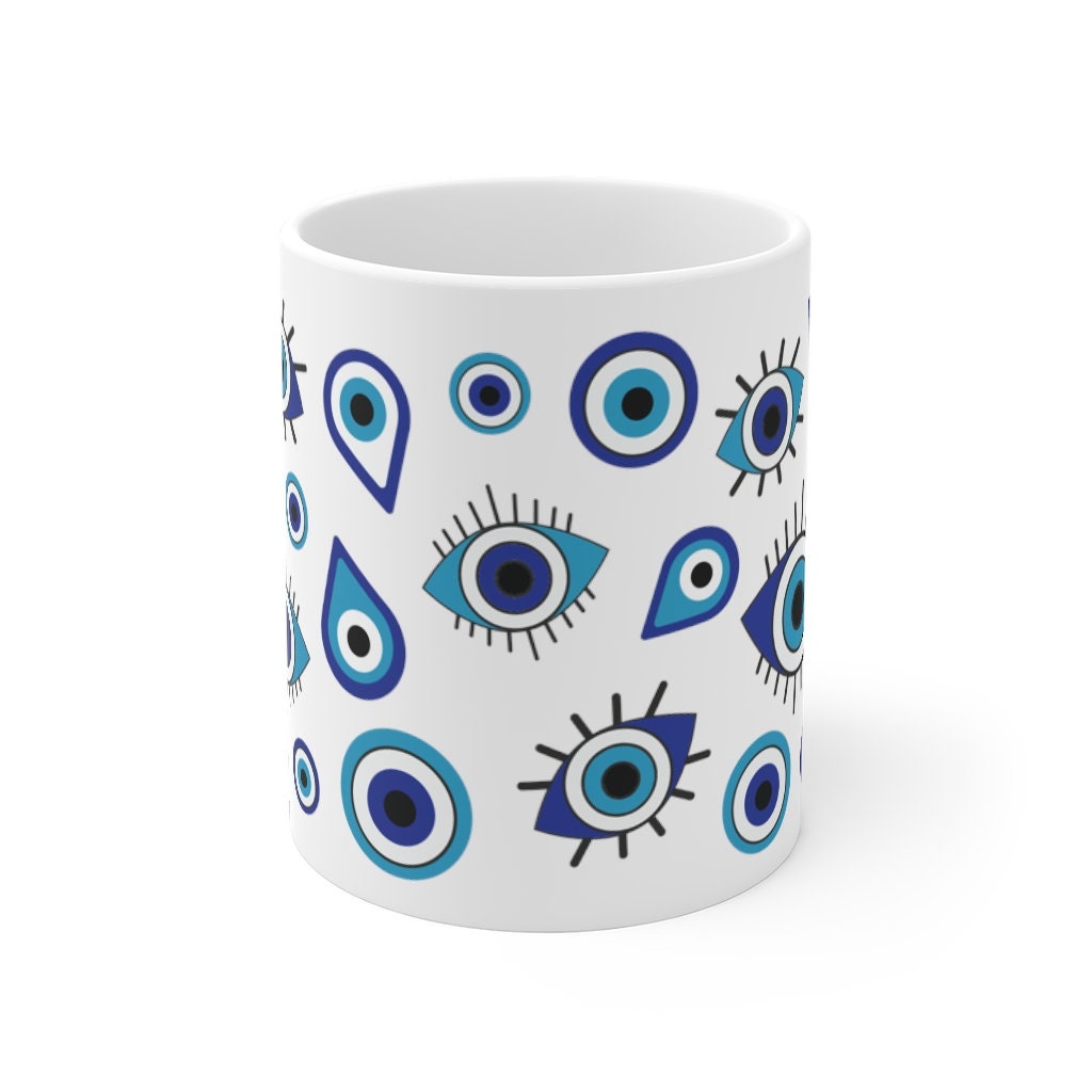 Evil Eye Coffee Mug Evil Eye Geometric Bohemian Art Mug - Etsy