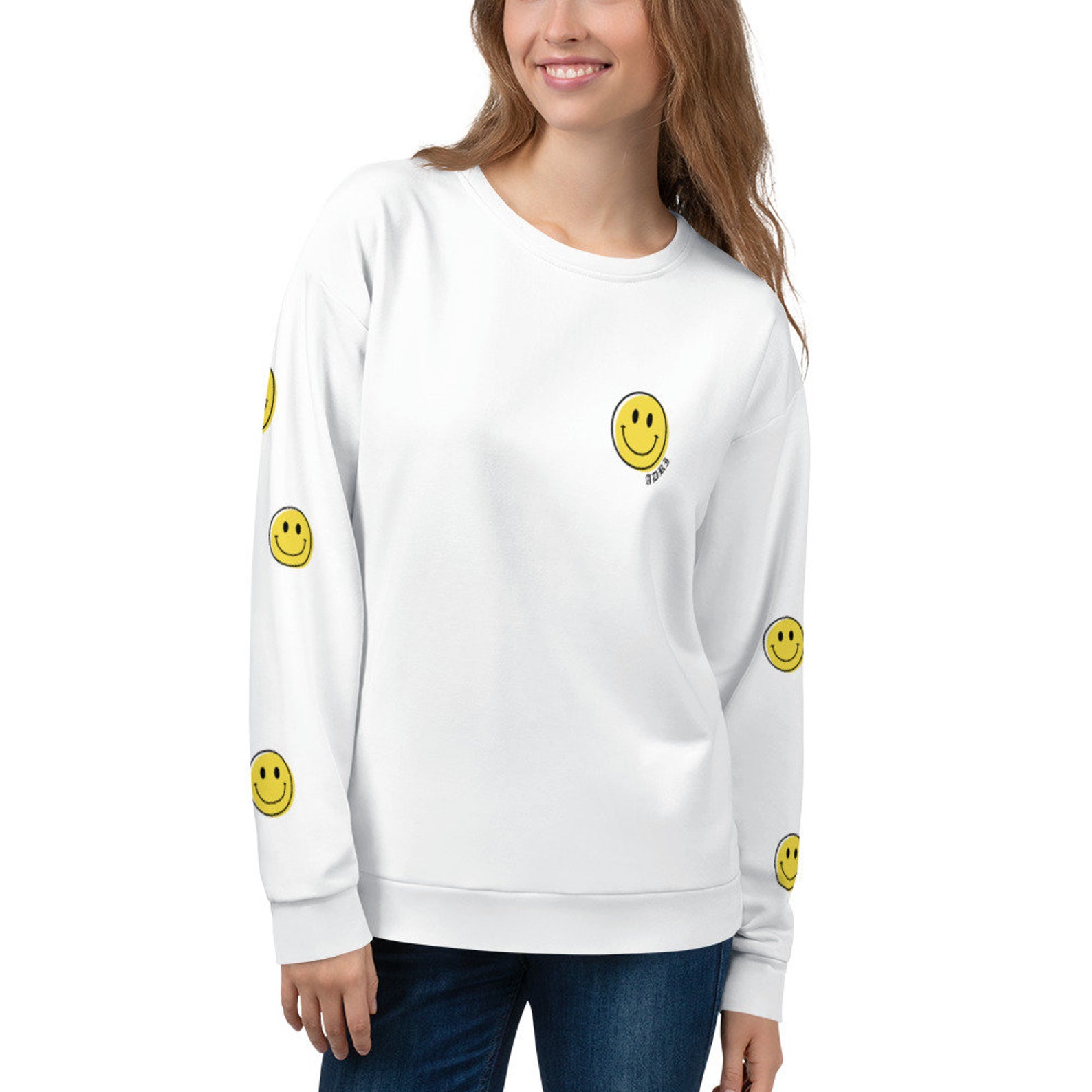Happy Face Sweater, Smiling Face Unisex Sweatshirt, Custom Design ...