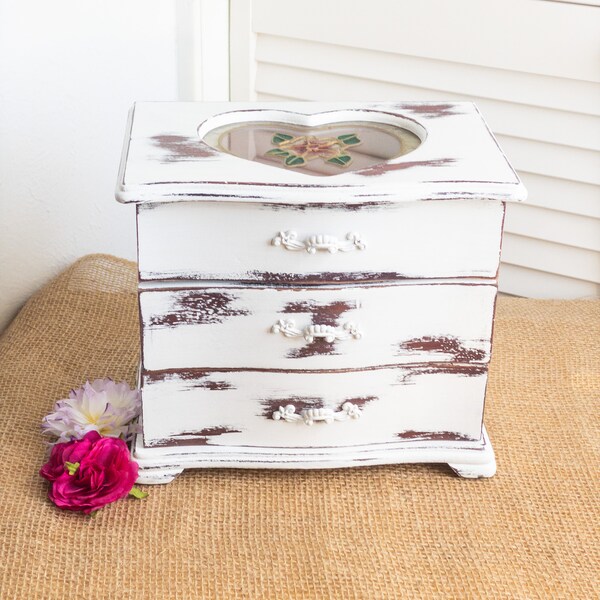 White Distressed Box - Etsy