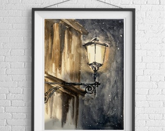 Watercolor Street Lamp - Etsy