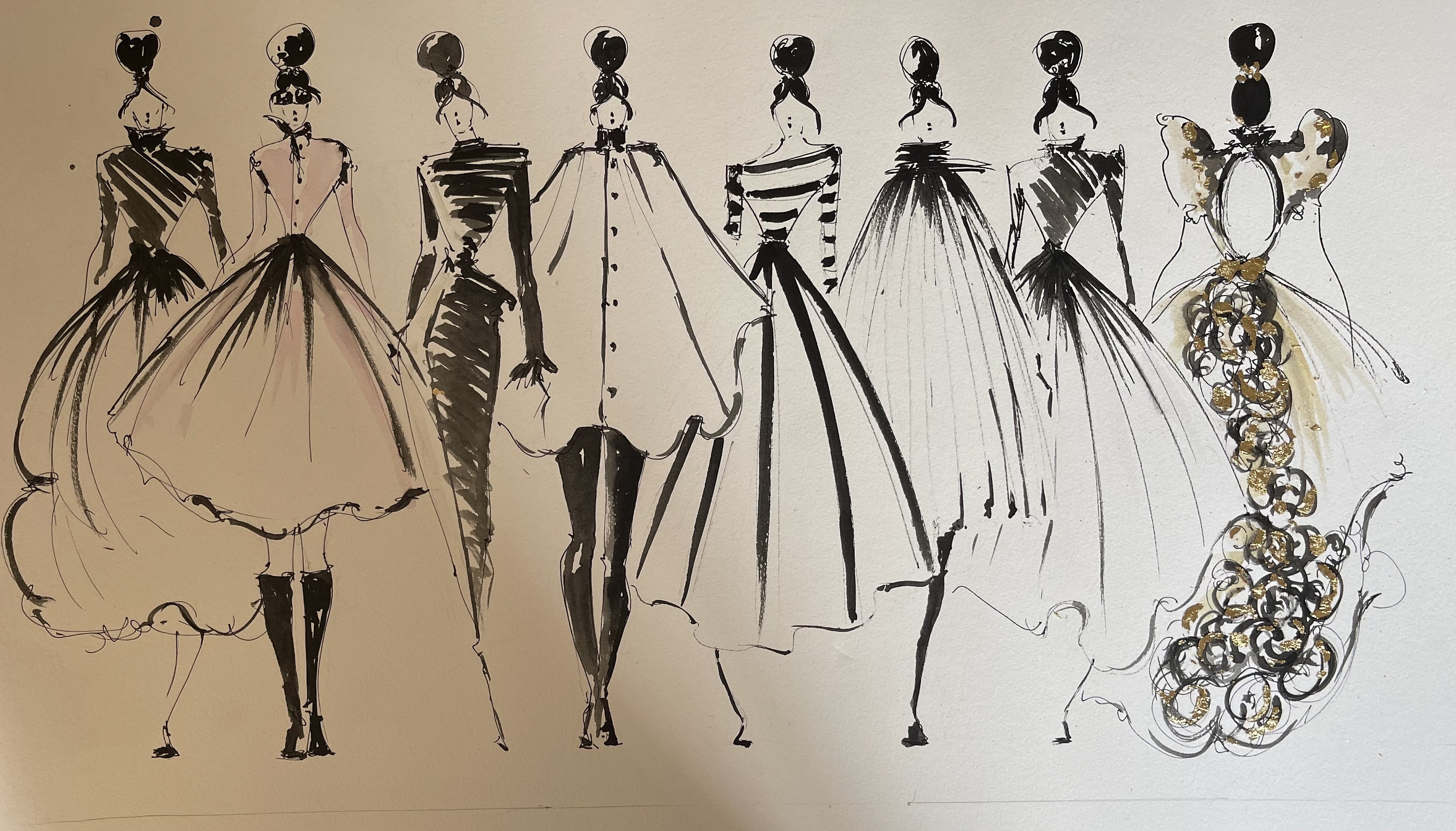 Original Fashion Illustration: Black and White Gala Sketch (12x22”) - Etsy
