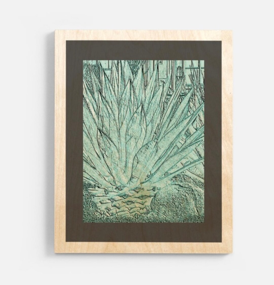 Wood Wall Art Print, Blue Agave, Photo Art, Etching Style, Wood Art ...