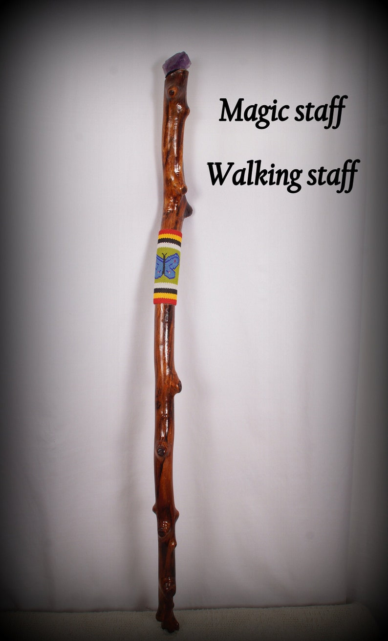 Hand crafted beaded magic staff. Witches staff. Odin's | Etsy