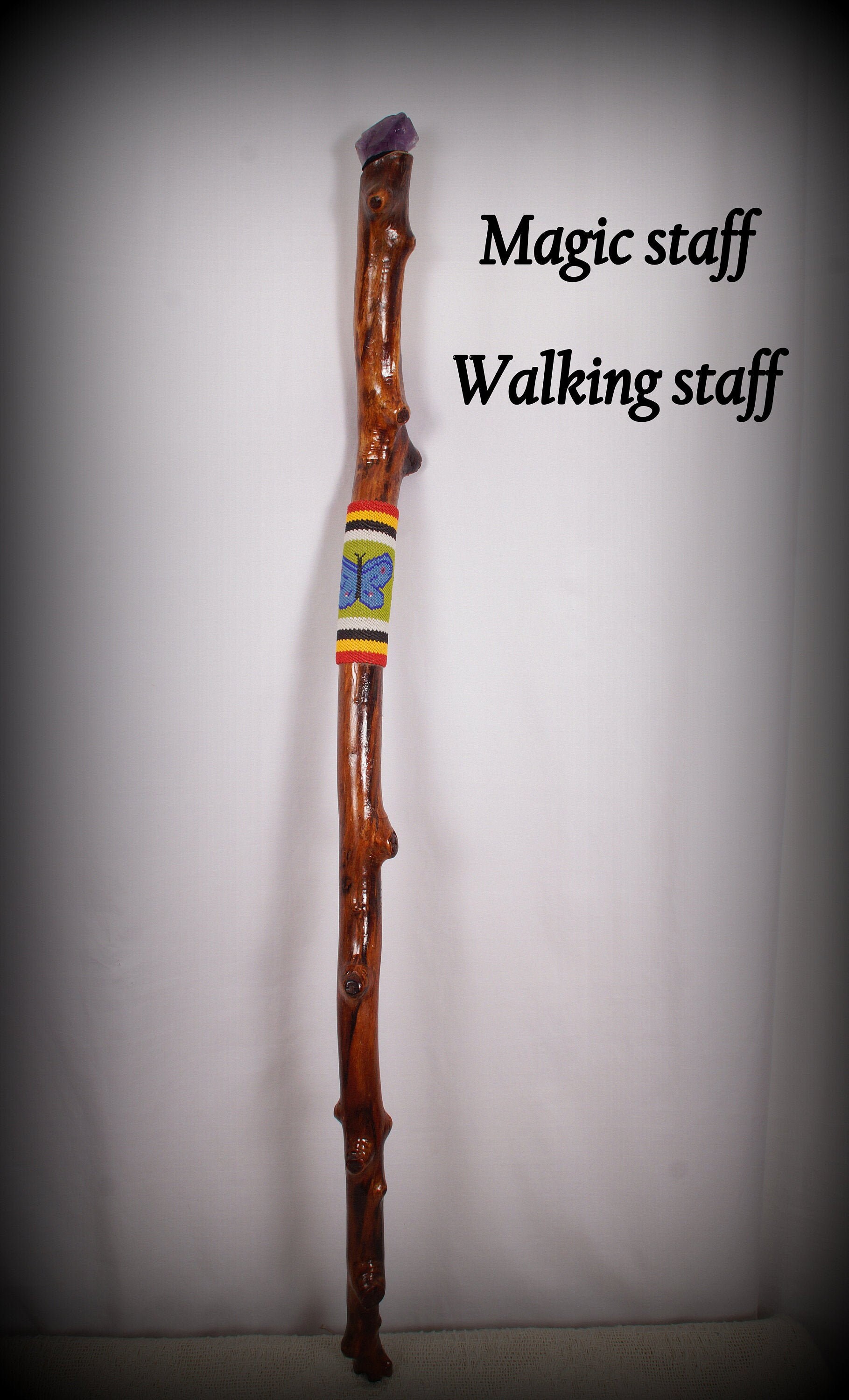 Hand crafted beaded magic staff. Witches staff. Odin's | Etsy