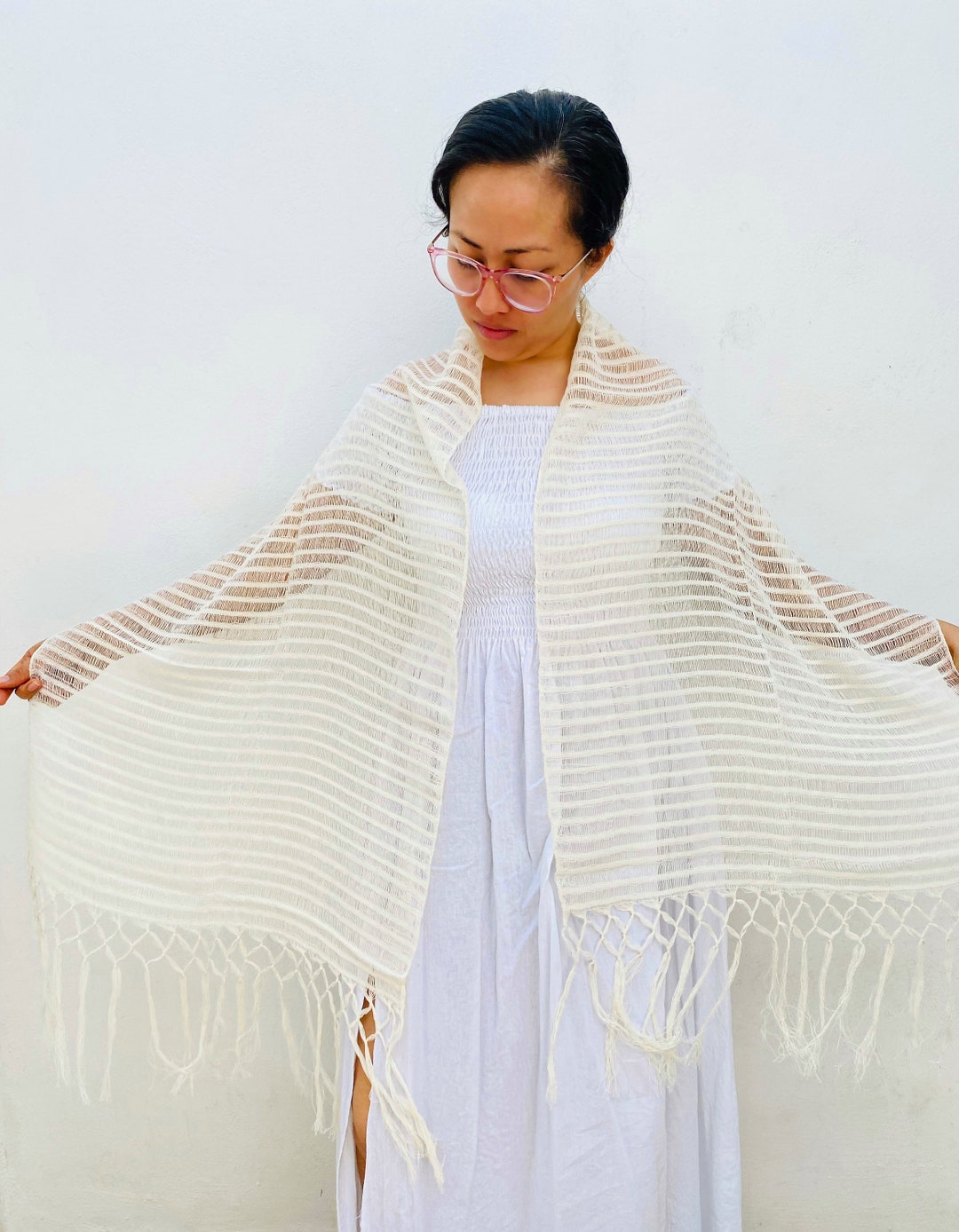 Beige Mexican Rebozo Mexicano Beige Color 100% Cotton /70 Inches ...