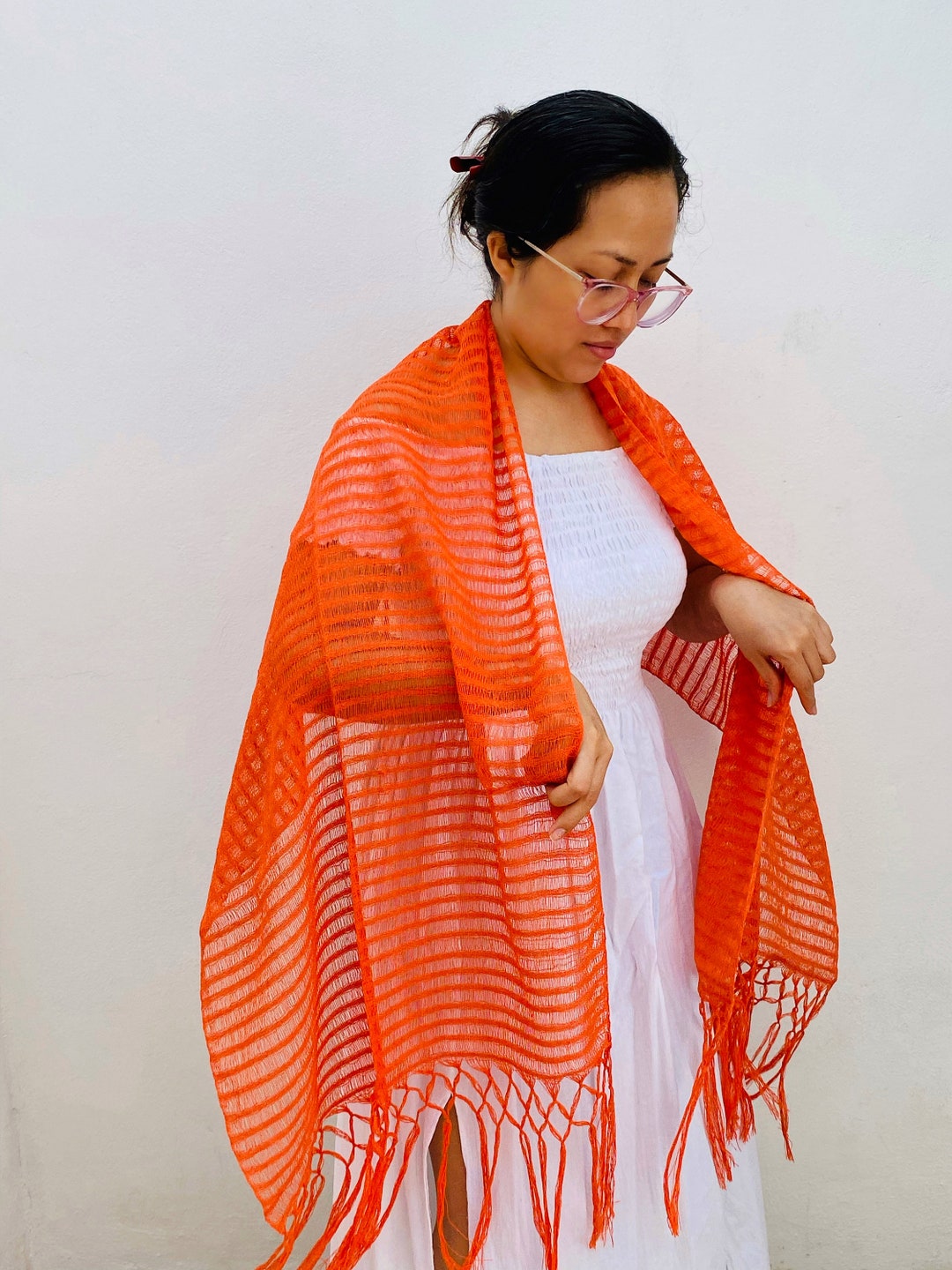 Orange Mexican Rebozo Mexican Orange Color 100% Cotton /70" Inches ...