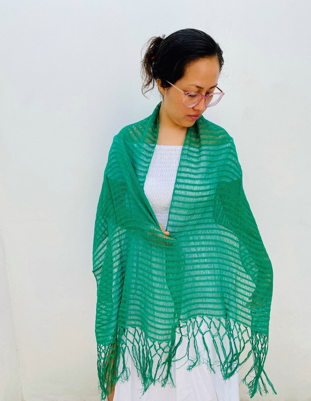 Green Mexican Rebozo Mexicano Color Verde 100% Cotton /70" Inches ...
