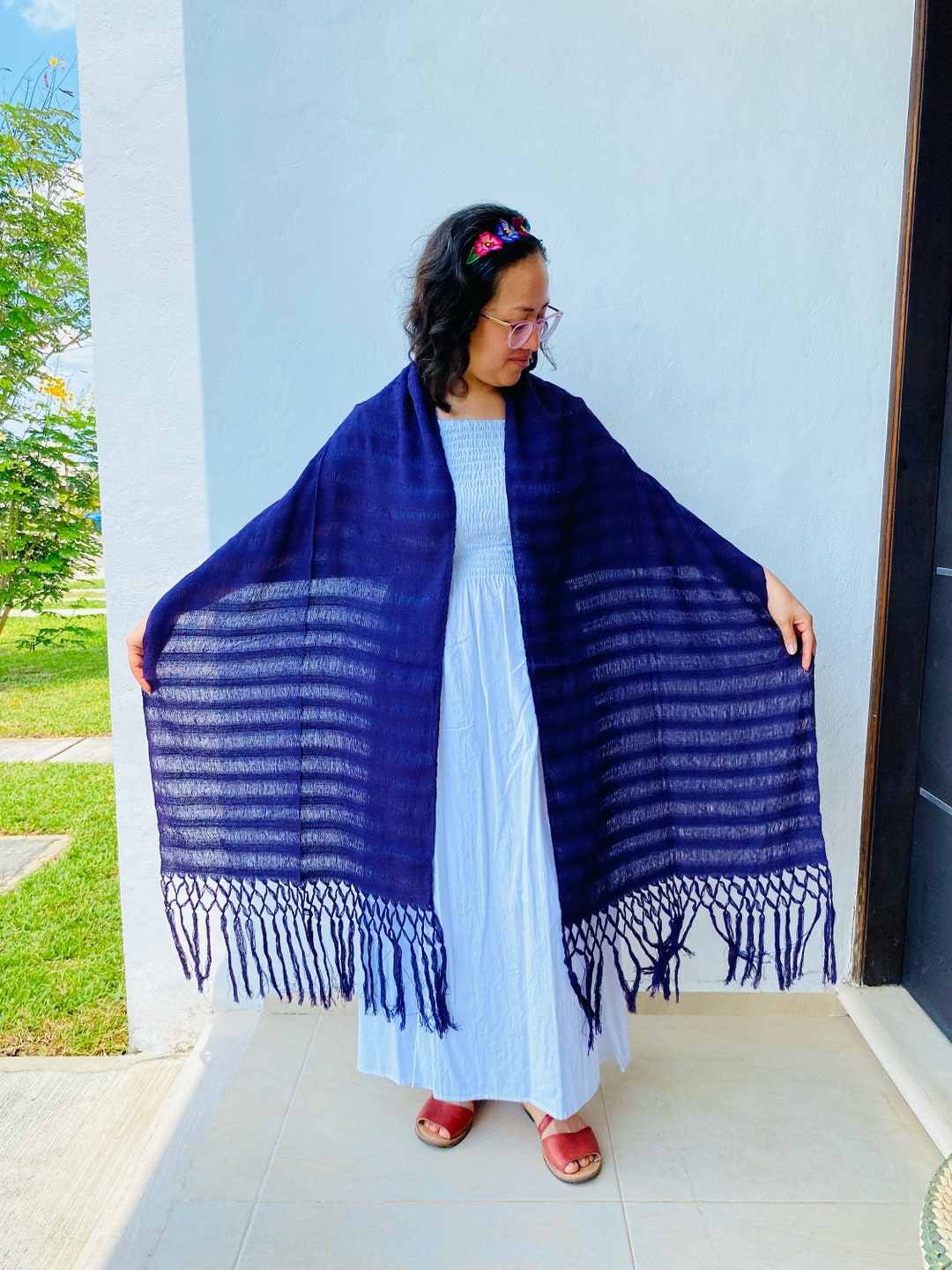 Typical Mexican Purple Rebozo ~ 2.4 Meters / 95 Inches (including ...