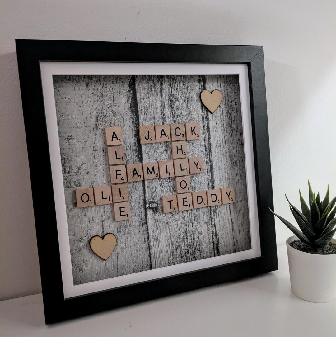 Personalised Family Tree Scrabble Frames Wall Art Family Gifts ...