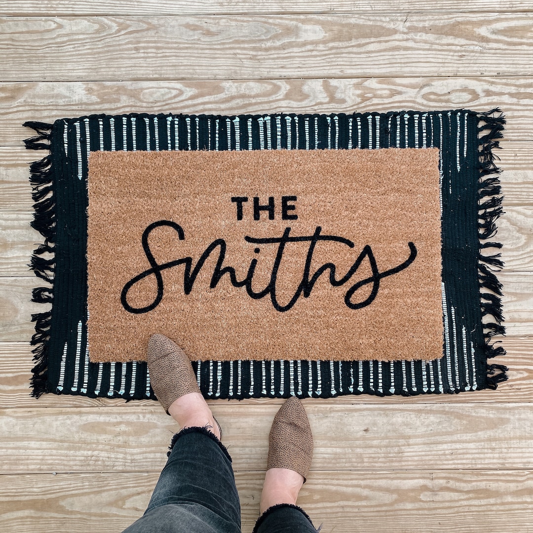 Custom Family Name Welcome Mat Door Mat Hand Painted - Etsy