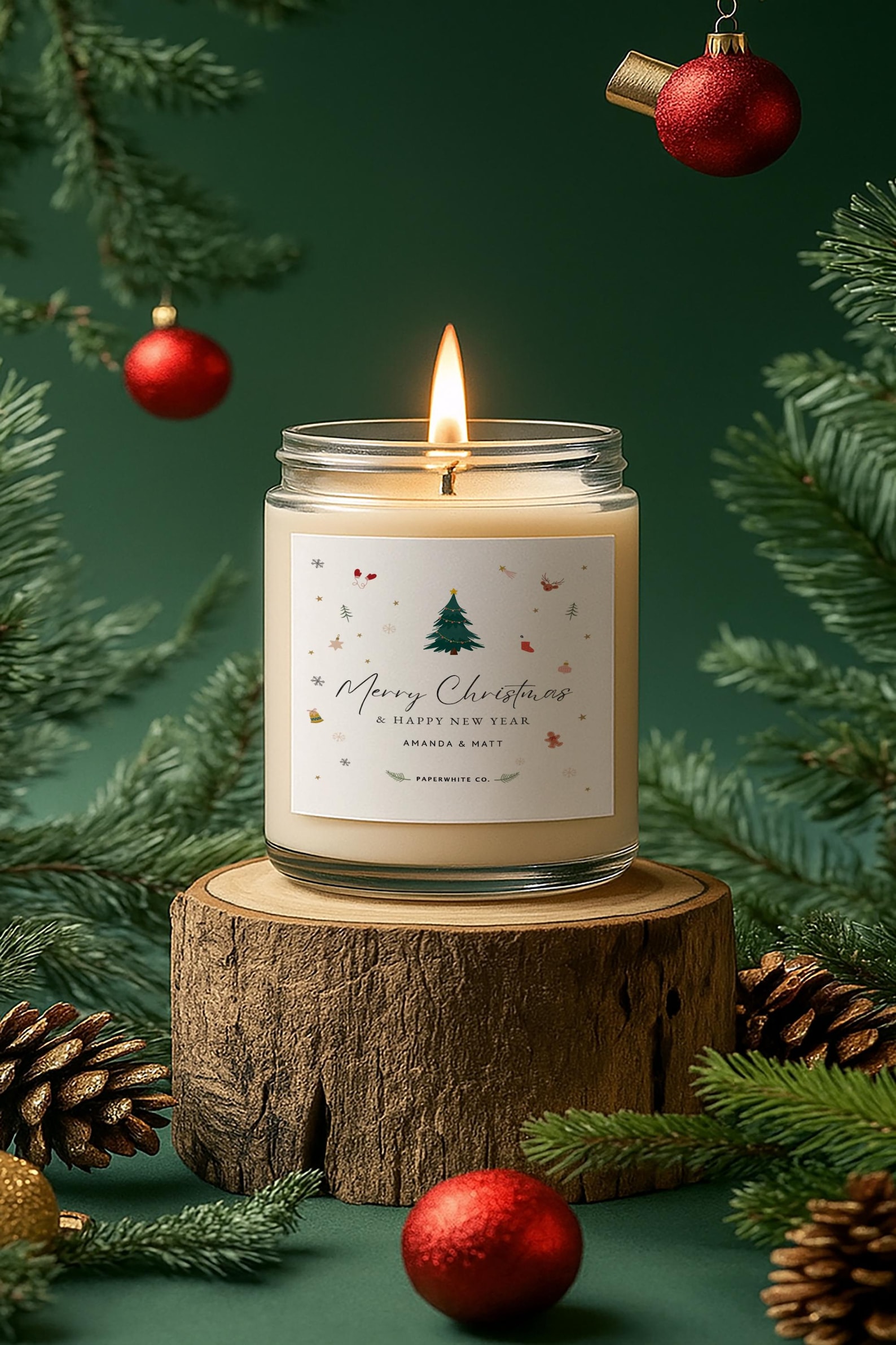 Personalized Christmas Candle Favors, Custom Corporate Gift for Holiday ...