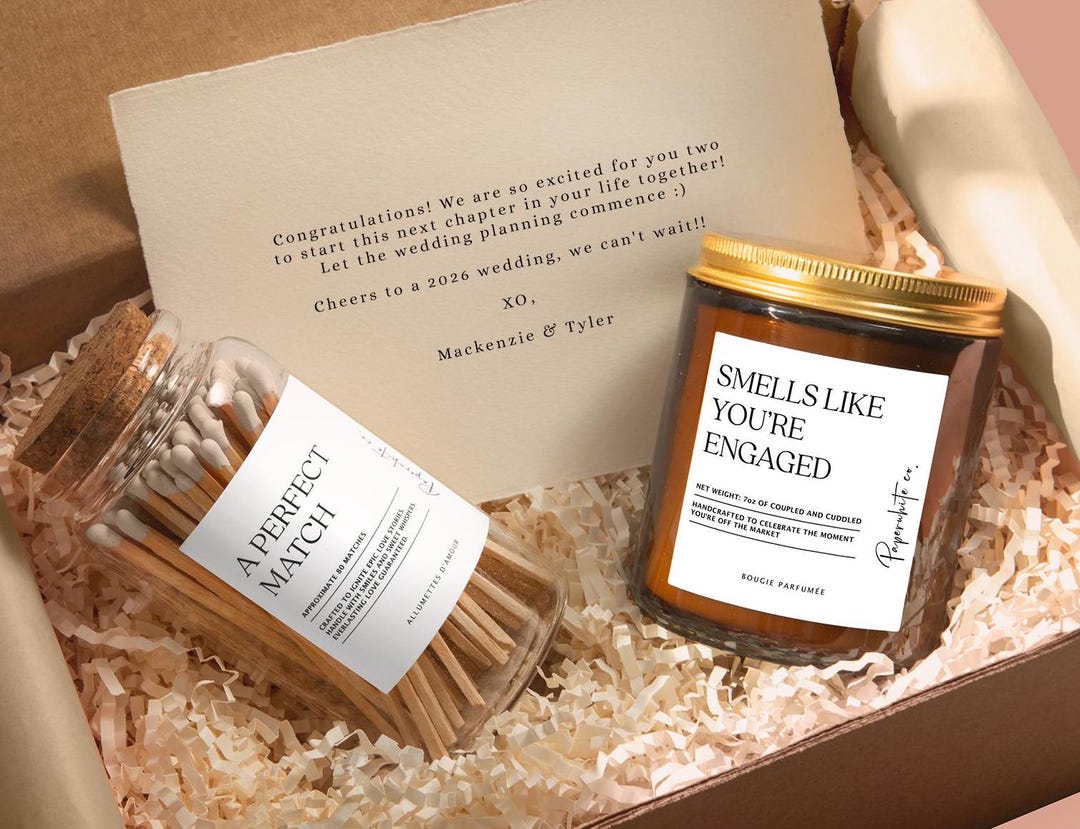 Engagement Gifts for Couple, Engagement Box Gift, Engagement Candle ...